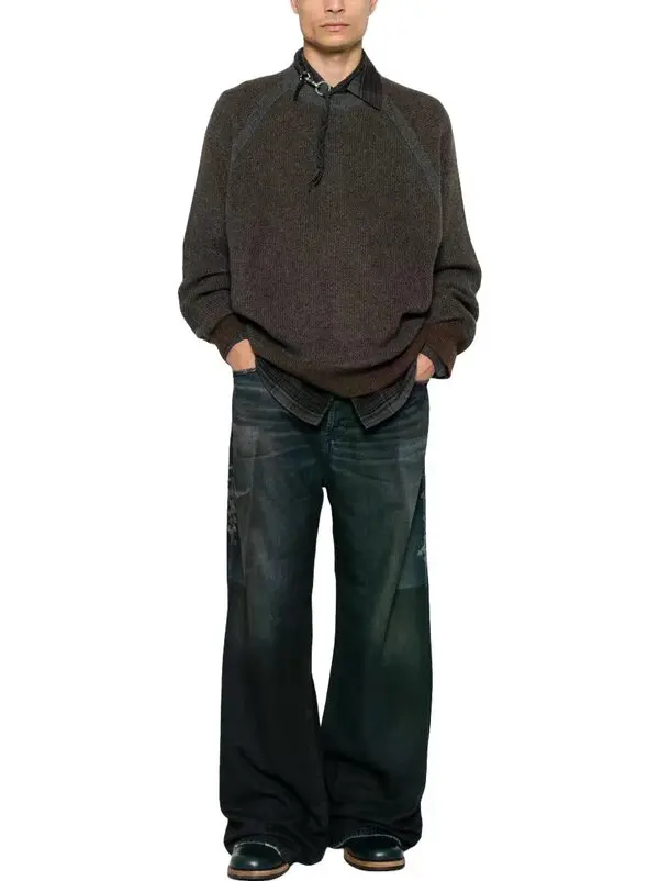 ZIGGY CHEN Braided-cord Raglan Sweater - Brown