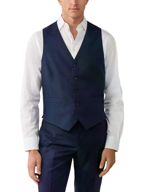 HACKETT  Wool V-neck Waistcoat - Blue
