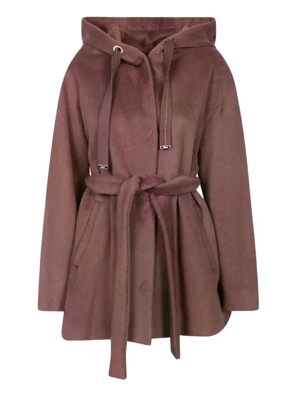 Herno Hooded Belted Coat - Brown