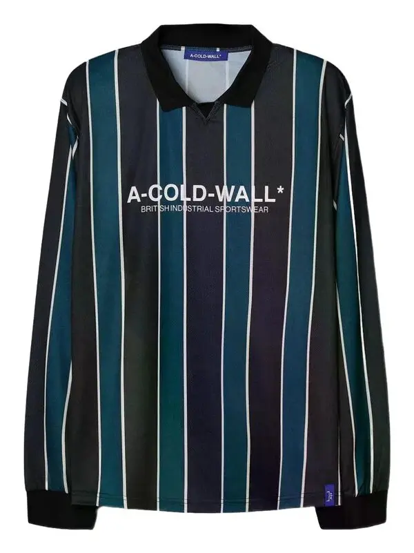 A-COLD-WALL* Loft Ls Striped Long-sleeve Polo Shirt - Black
