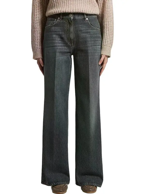 Peserico Pressed Crease Wide-leg Jeans - Grey