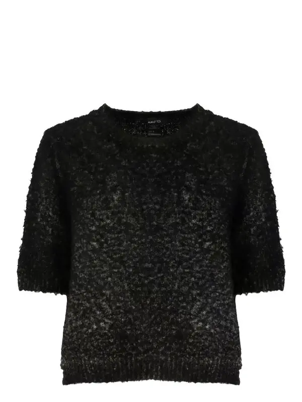 Avant Toi Bouclé-knit Short-sleeve Sweater - Black