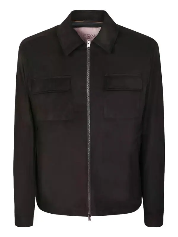 Herno Zip-up Chest-pocket Overshirt - Black