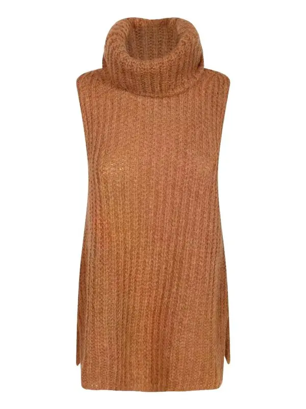 Herno Ribbed Knit Roll Neck Sweater - Brown