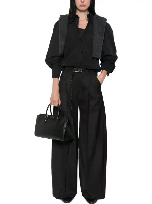 Séfr Pleated Wide-leg Trousers - Black