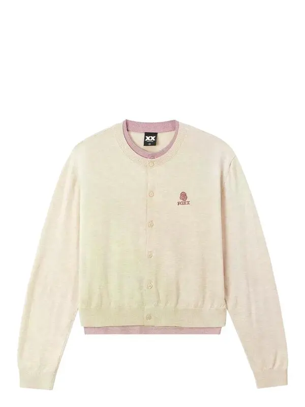FINGERCROXX Layered Cardigan With Logo Embroidery - Neutrals
