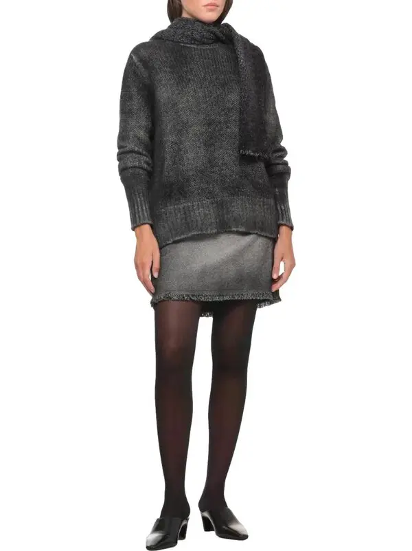 Avant Toi Faded Effect Crew Neck Sweater - Black