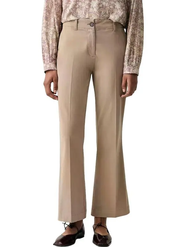 Marc O'polo Pressed Crease Flared Trousers - Neutrals