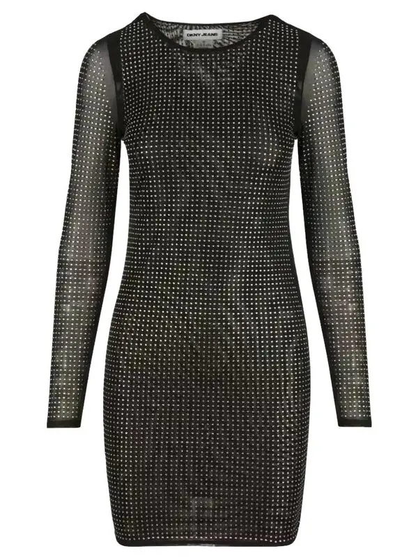 Dkny Stud-embellished Mesh Mini Dress - Black