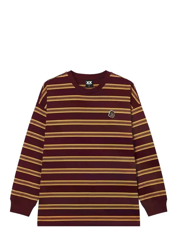 FINGERCROXX Horizontal-stripe Long-sleeve T-shirt - Red