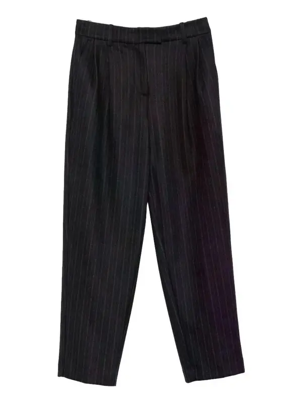 19.61 MILANO Pinstripe Pleated Trousers - Black