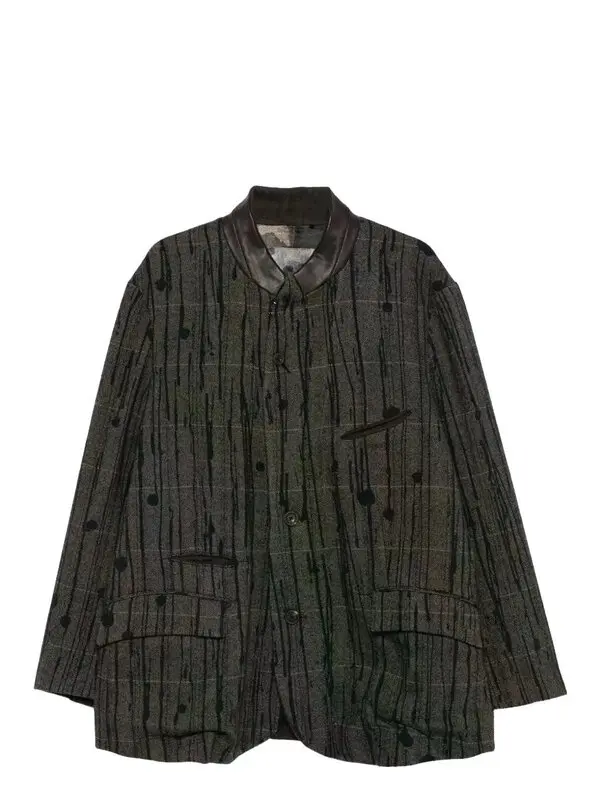 ZIGGY CHEN Check Paint-splatter Blazer - Grey