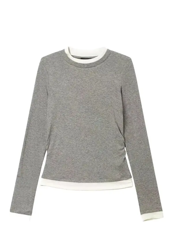 TOUT A COUP Layered-effect Ruched Long-sleeve T-shirt - Grey