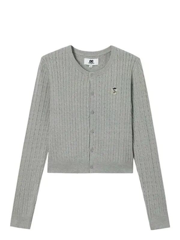 CHOCOOLATE Cable-knit Embroidered Cardigan - Grey
