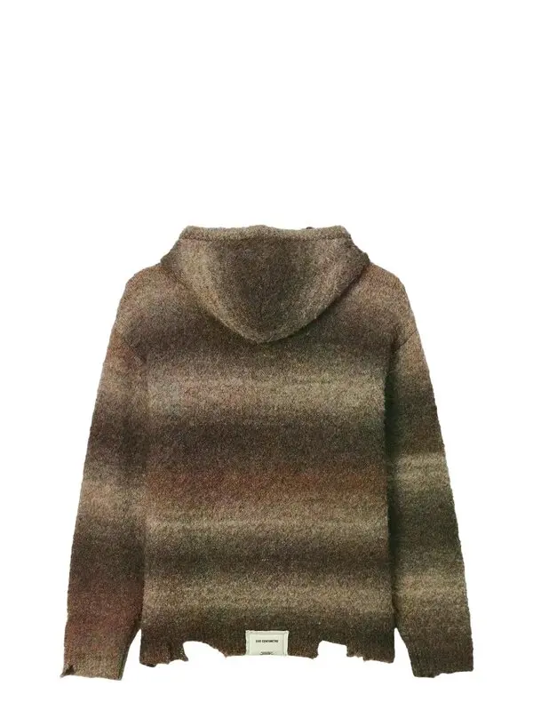 FIVE CM Distressed Ombré Zip-up Hoodie - Brown