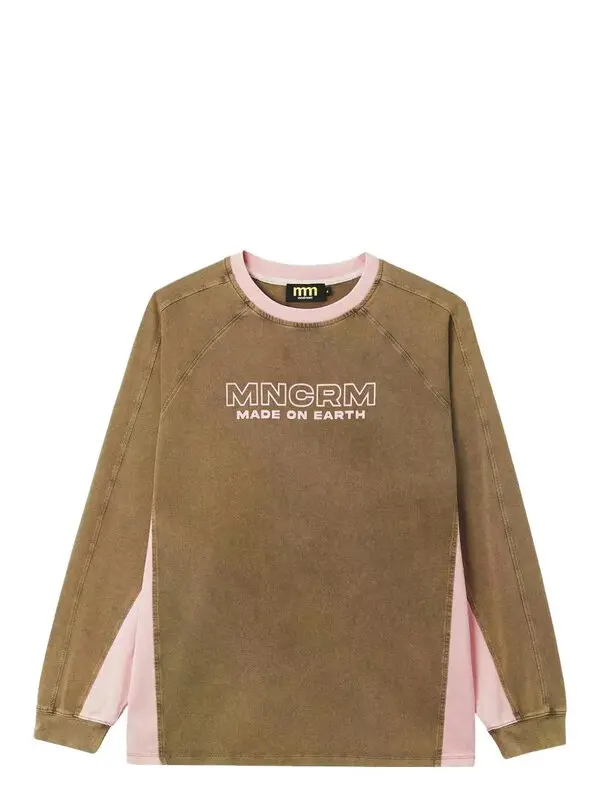 MINI CREAM Logo-print Panelled Sweater - Brown