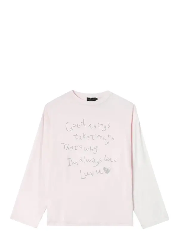 TOUT A COUP Slogan-print Long-sleeve T-shirt - Pink