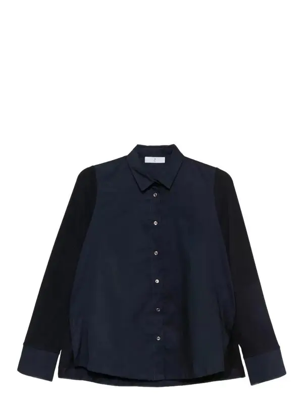 WHYCI Panelled Long Sleeve Shirt - Blue
