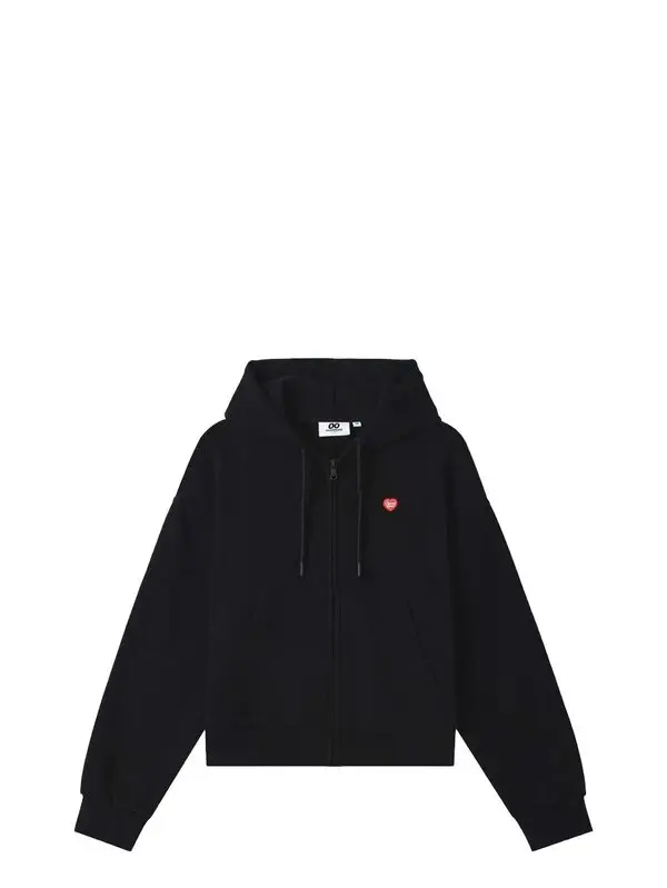 CHOCOOLATE Zip-up Hoodie With Heart Patch - Black