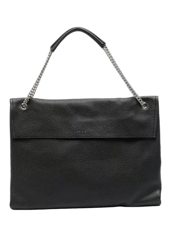 Orciani Grained Leather Chain-link Shoulder Bag - Black