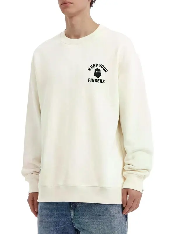 FINGERCROXX Logo Print Crew Neck Sweatshirt - Neutrals
