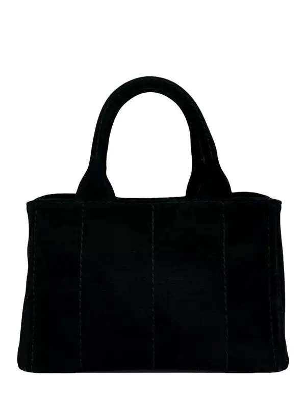 Prada Canapa Logo Tote Satchel - Black