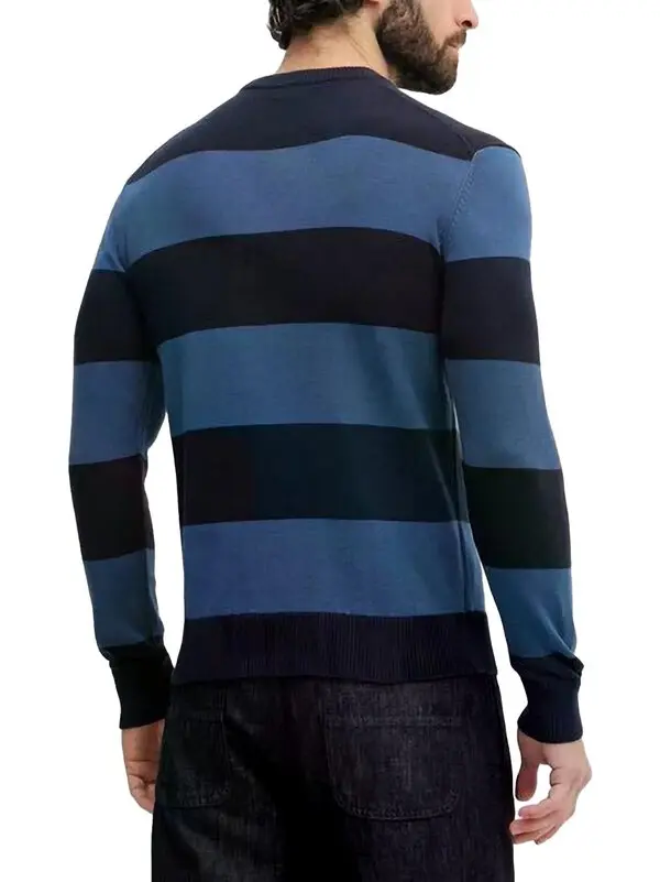 BENETTON Horizontal Stripe Crew Neck Pullover - Blue