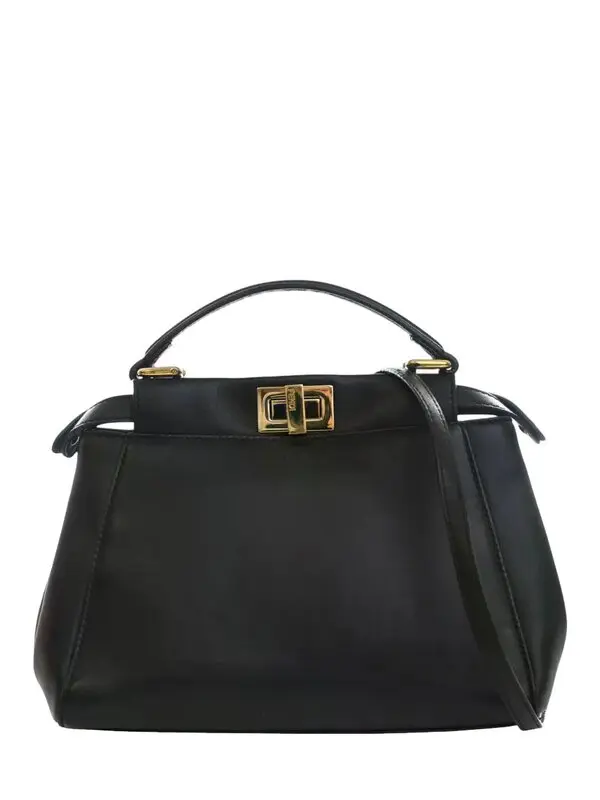 Fendi Mini Leather Peekaboo Iconic Satchel - Black