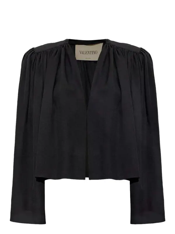 Valentino Garavani Gathered Cropped Cardigan - Black