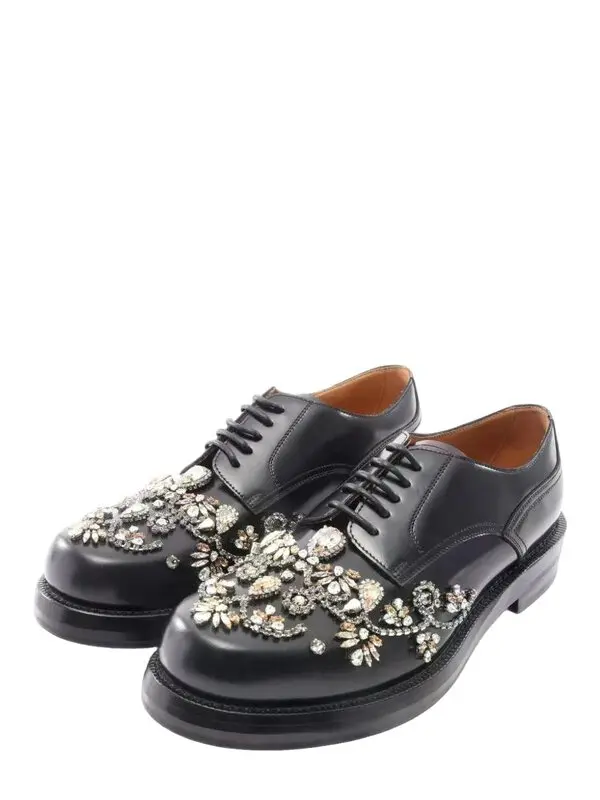 Dior Embellished Calfskin Lace-up Shoes - Black