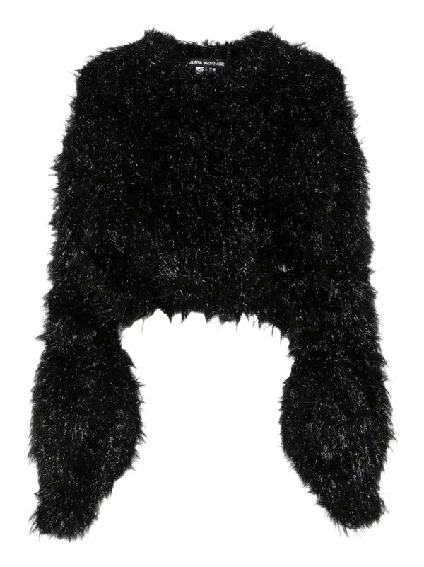 Junya Watanabe Cropped Sweater With Metallic Effect - Black
