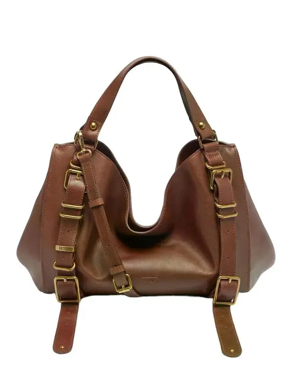 DIESEL® D-one Medium Top-handle Bag In Treated Leather - Brown