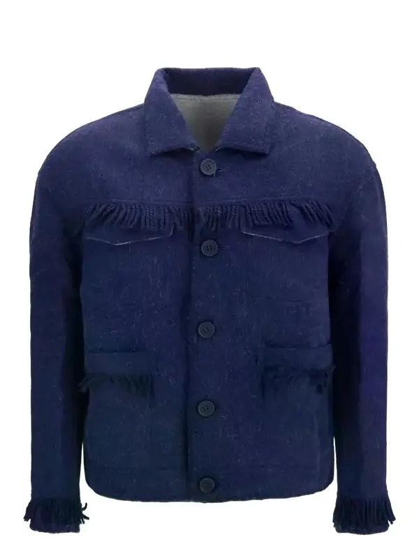 BAZISZT Bazszi Vedu Reversible Fringed Jacket - Blue