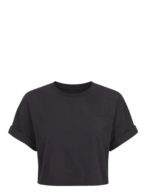 ASKK NY Cropped Crewneck T-shirt With Cuffed Sleeves - Black