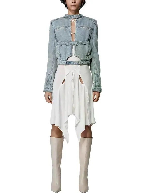 SRVC STUDIO Zip-fastening Cut-out Denim Jacket - Blue