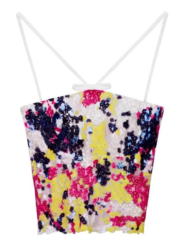 GEMY MAALOUF Sequin Embellished Corset Top - Neutrals