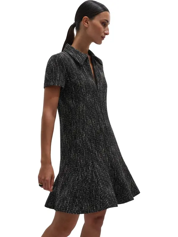 ME+EM Fluted Hem Mini Dress - Black Multi