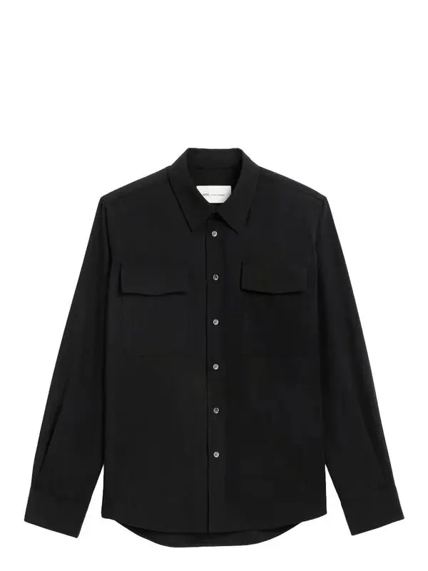 AMI Paris Wool Long-sleeved Classic Shirt - Black