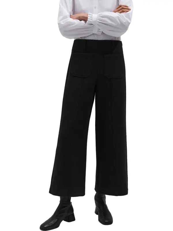 ME+EM Super Wide Crop Trouser - Black