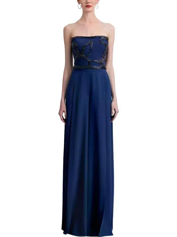 GEMY MAALOUF Strapless Embellished Cropped Top - Blue