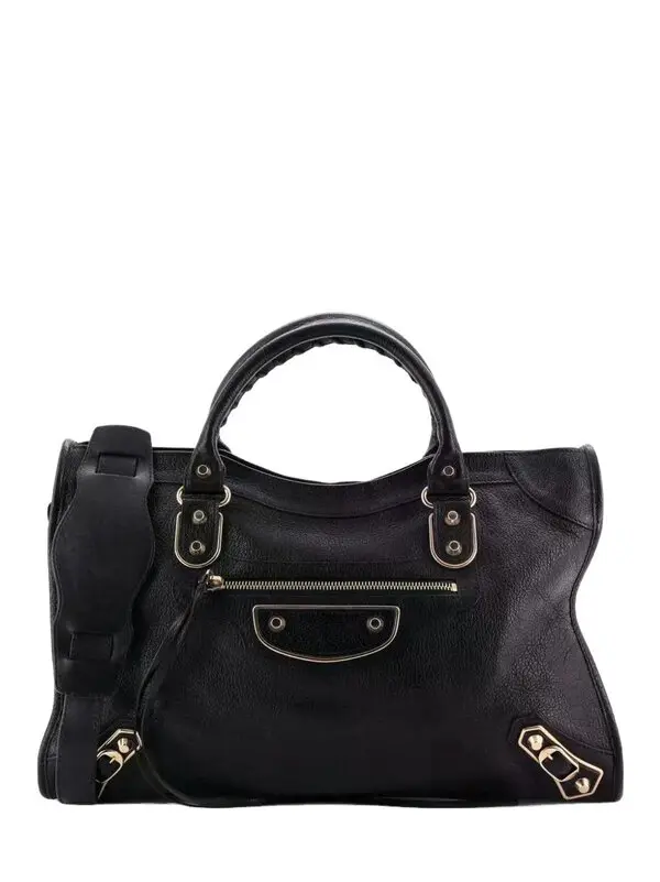 Balenciaga City Classic Metallic Edge Leather Satchel - Black