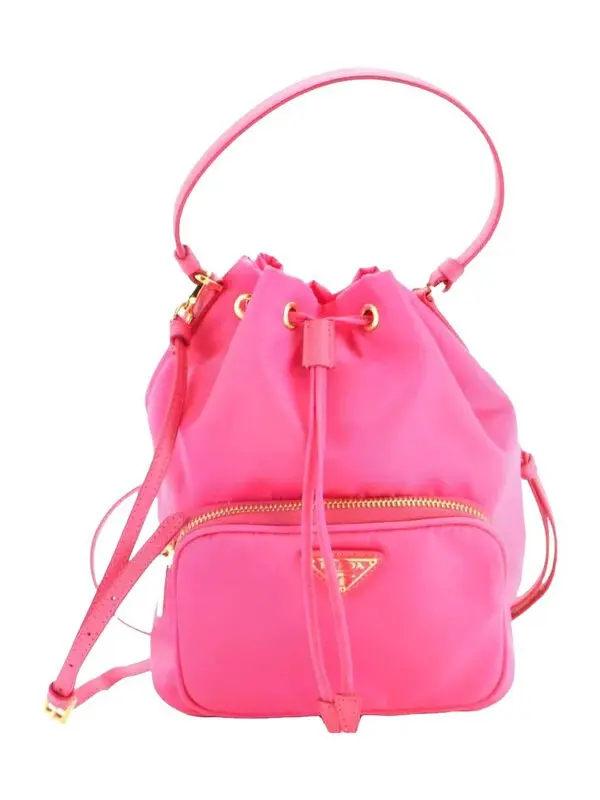 Prada Drawstring Tessuto Small Bucket Bag - Pink