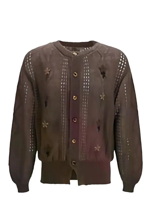 MAGLIANO Open-knit Cardigan With Flower Embroidery - Brown
