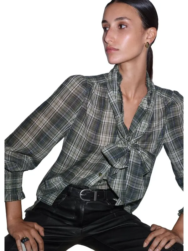 ME+EM Cotton Voile Blouse - Green Multi