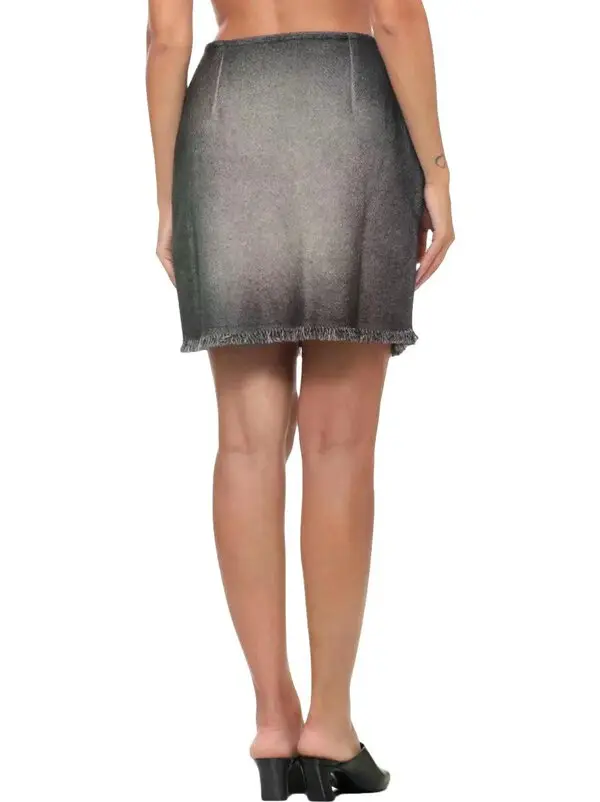 Avant Toi Fringed Herringbone Mini Skirt - Grey