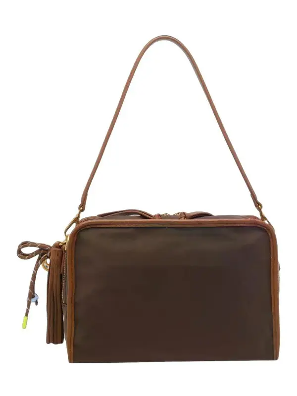 LA CARRIE Logo Plaque Tassel Shoulder Bag - Brown