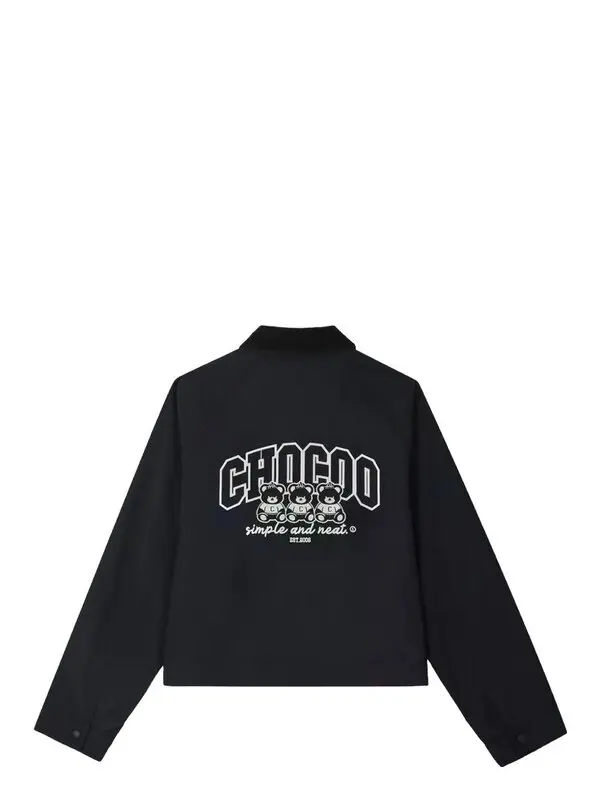 CHOCOOLATE Corduroy Collar Logo Patch Jacket - Black