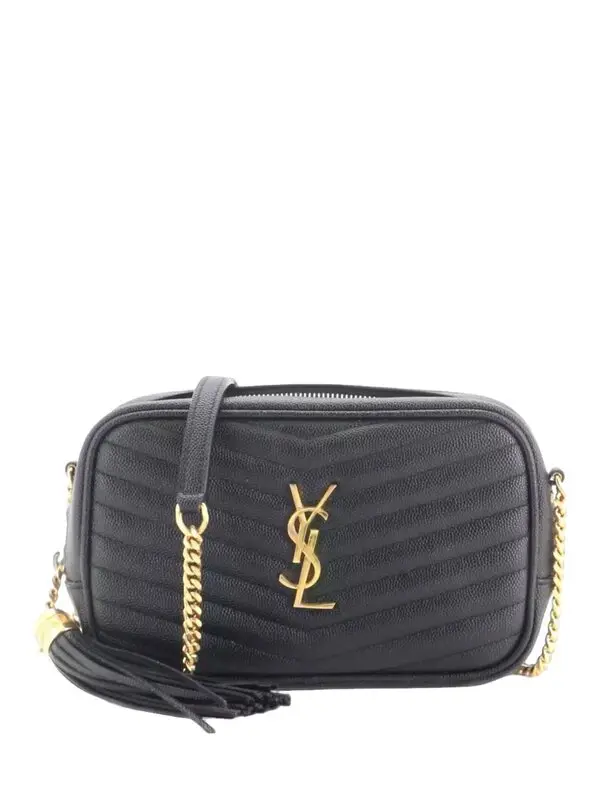Saint Laurent Matelassé Chevron Leather Mini Camera Bag - Black