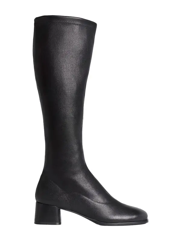 ME+EM Knee-high Stretch Block Heel Boots - Black