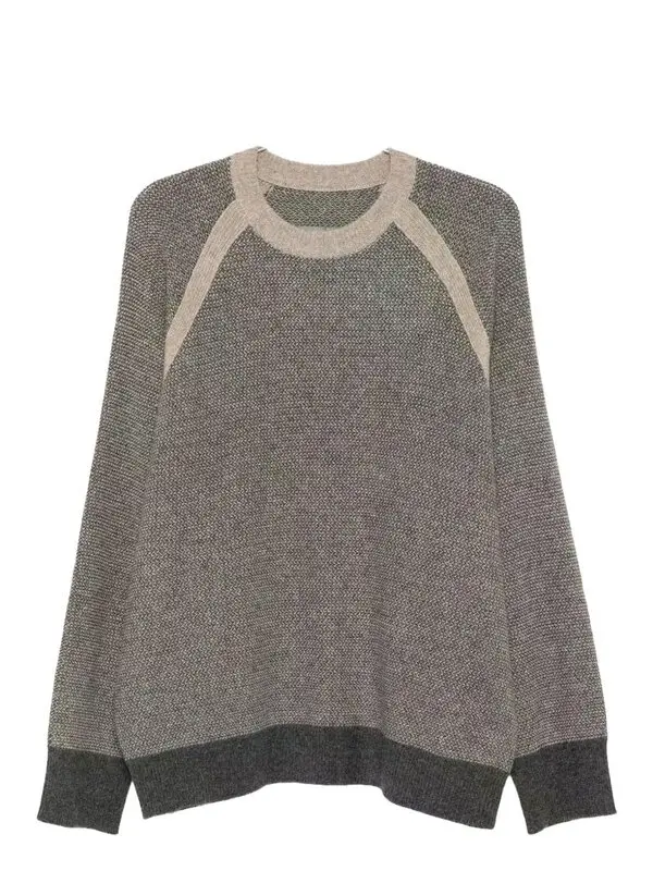 ZIGGY CHEN Raglan Sleeve Button Slit Sweater - Grey